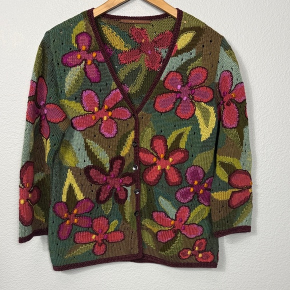 Peruvian Connection | Sweaters | Peruvian Connection Floral Knit ...